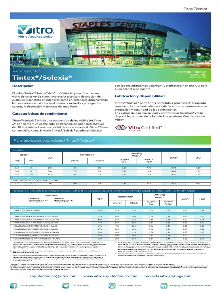 Ficha Tecnica Tintex Solexia | PDF | Aplicaciones de vidrio | Física ...