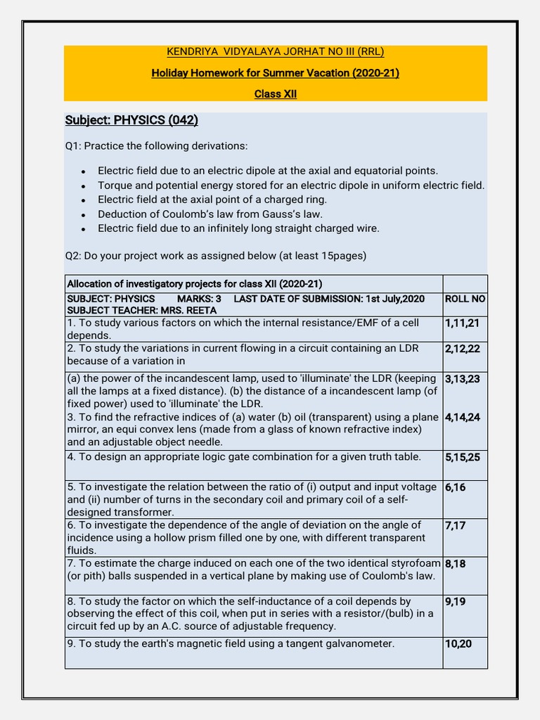 Class XII Summer Vacation Holiday HW 2020-21 | PDF | Parameter (Computer Programming) | Scope ...