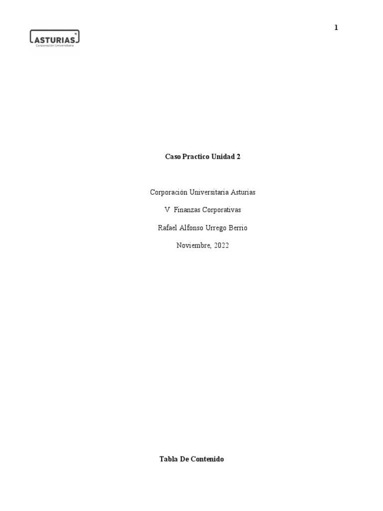 U2 Caso Practico Finanzas Corporativas | PDF | Bancos | Business