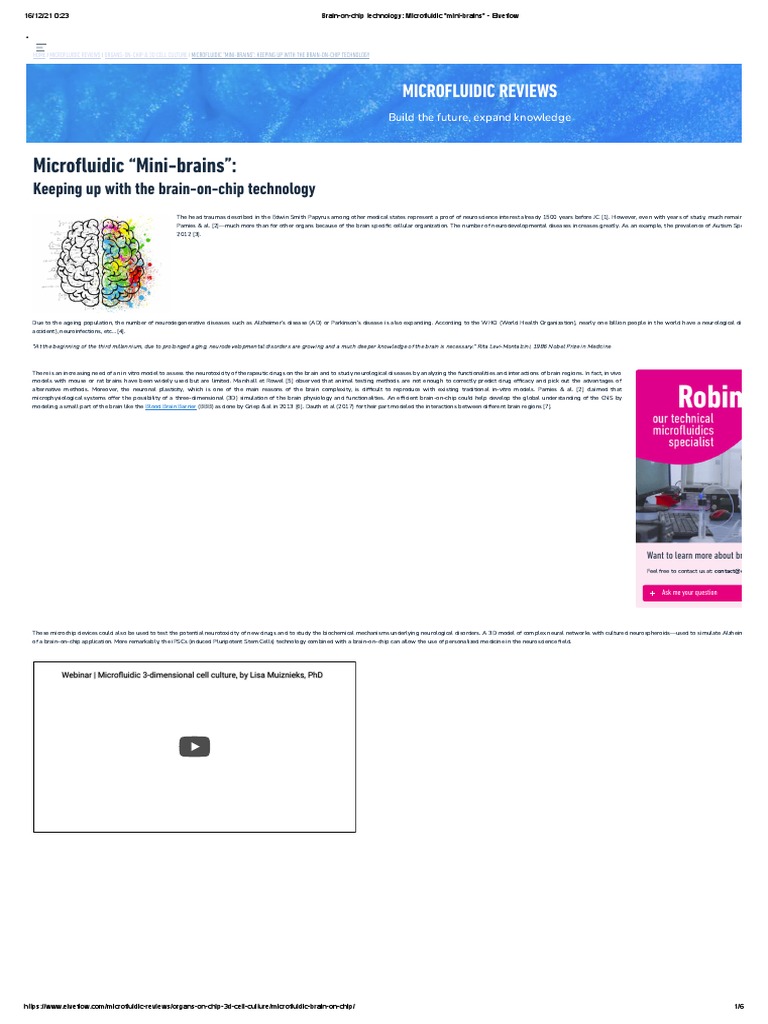 Brain-On-Chip Technology - Microfluidic - Mini-Brains - Elveflow | PDF | Amyloid Beta | Brain
