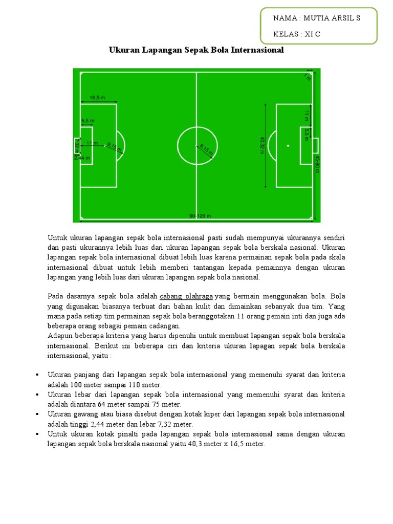 Ukuran Lapangan Sepak Bola Internasional | PDF