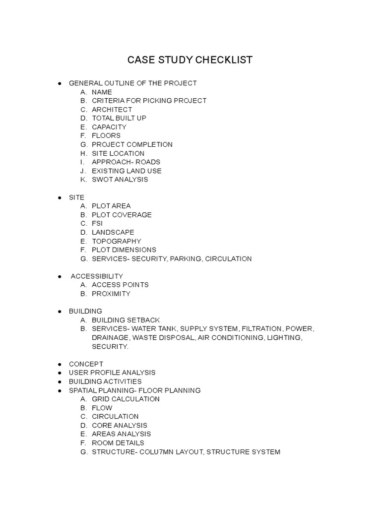 Architecture Project Checklist | PDF