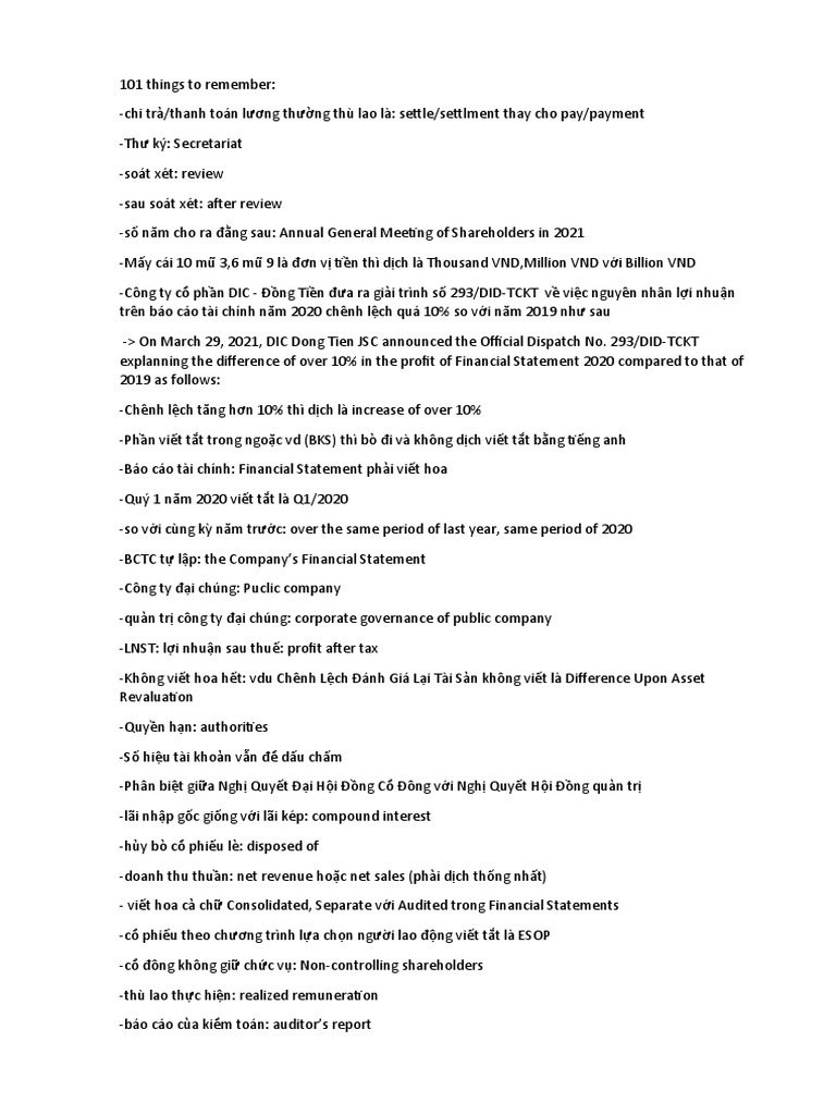 101 Things To Remember | PDF