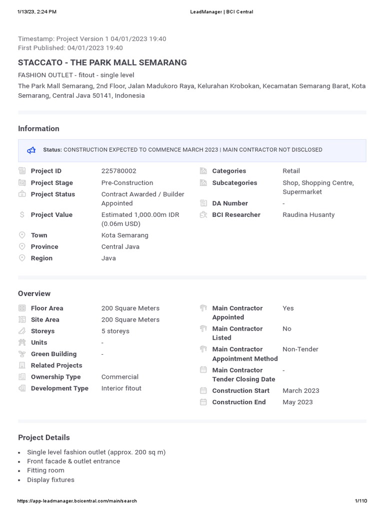 LeadManager - BCI Central F | PDF | Jakarta | Road