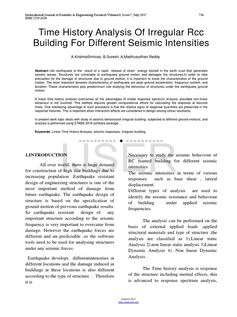 Time History Analysis of Irregular RCC Building For Different Seismic ...