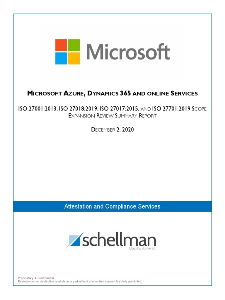 Microsoft Azure, Dynamics 365 and Online Services - IsO 27001, 27018 ...