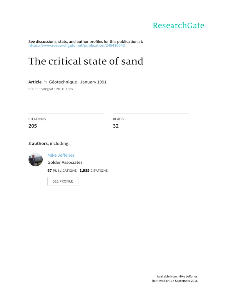 Critical State of Sands Analysis | PDF | Young's Modulus | Mechanics