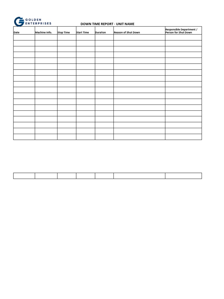 Down Time Record | PDF