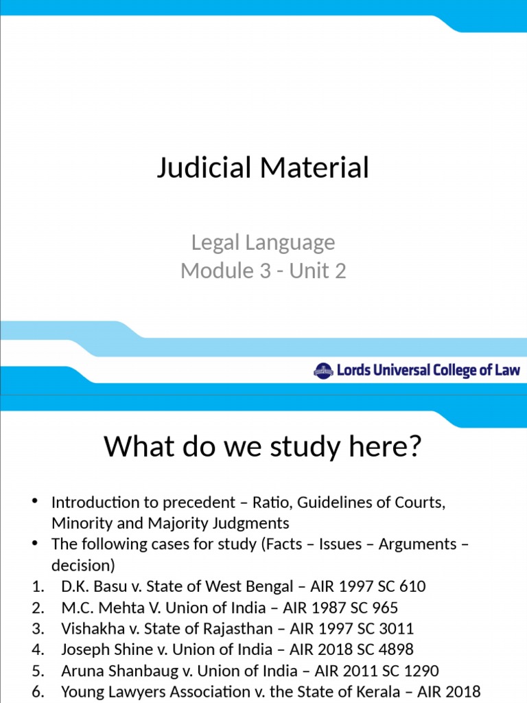 Legal Language - M3.U2 Judicial Material Part 1 | PDF | Precedent | Arrest
