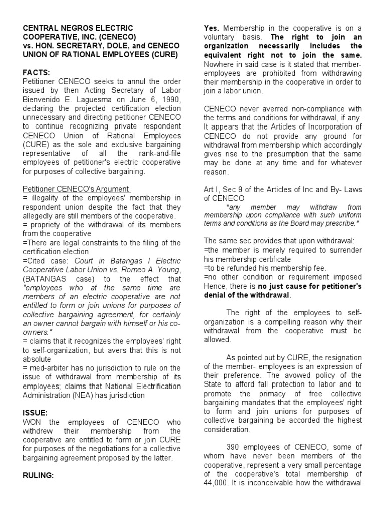 2C 15 CENECO V SOLE | PDF | Collective Bargaining | Trade Union