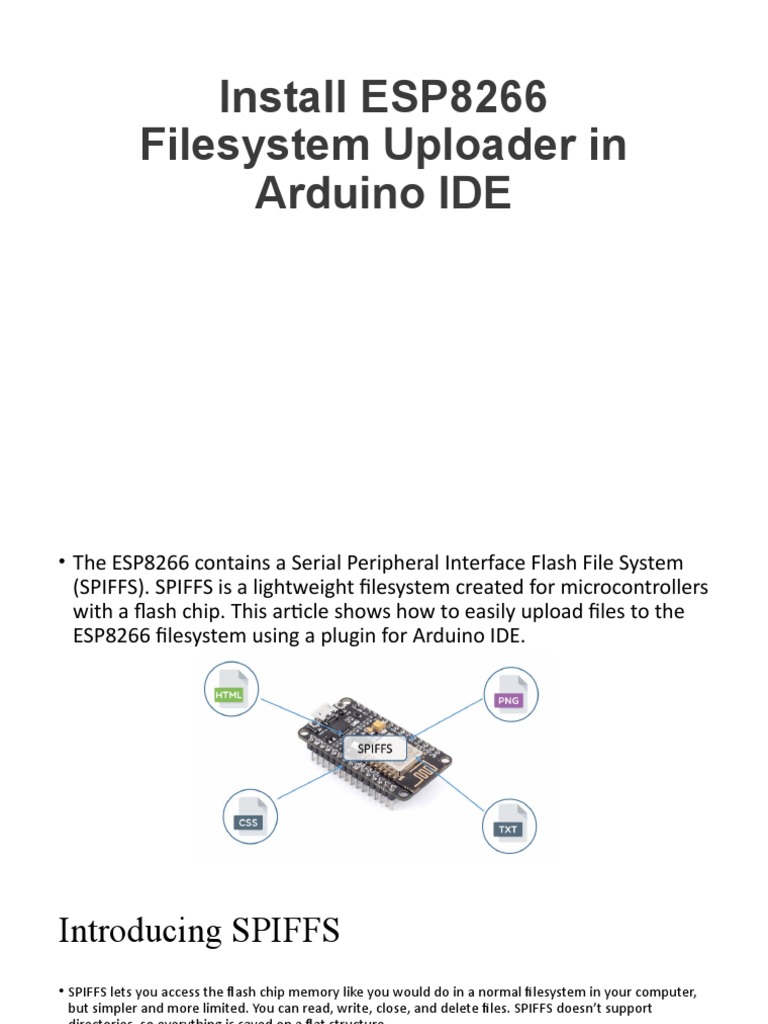 Install Esp8266 Filesystem Uploader In Arduino Ide Pdf File System Computer File 4224