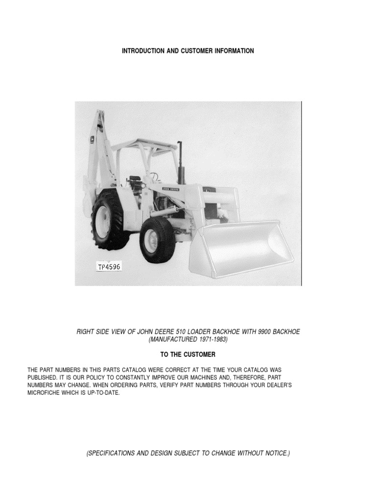 John Deere 510 Backhoe Specifications Guide | PDF | Loader (Equipment ...