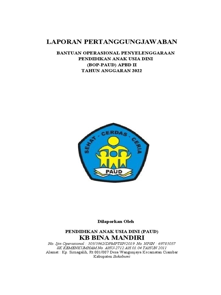 Contoh LPJ Bop Apbd 2 THN 2022 | PDF