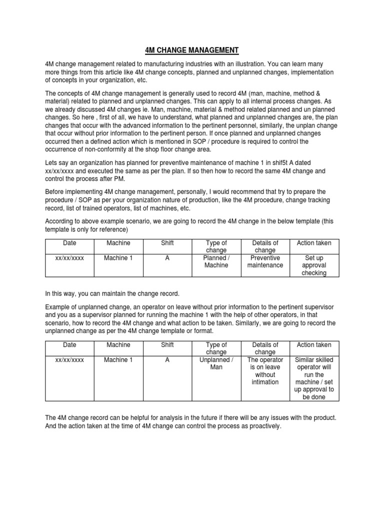 4M Change Management | PDF | Computing | Business