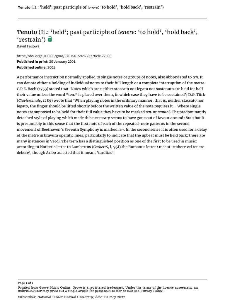 Tenuto | PDF