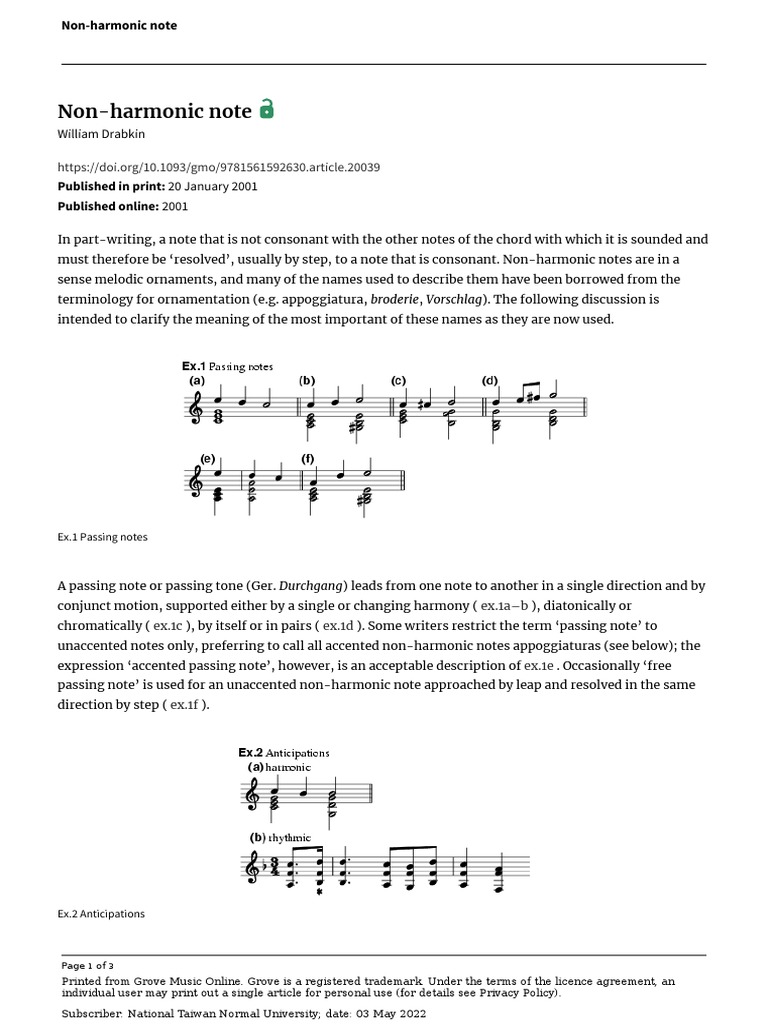 Non-Harmonic Note | PDF | Musical Compositions | Elements Of Music