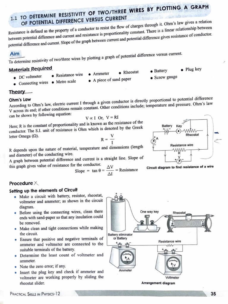 Physics Practical Part 1 - XII STD | PDF | Electrical Resistance And Conductance | Voltage