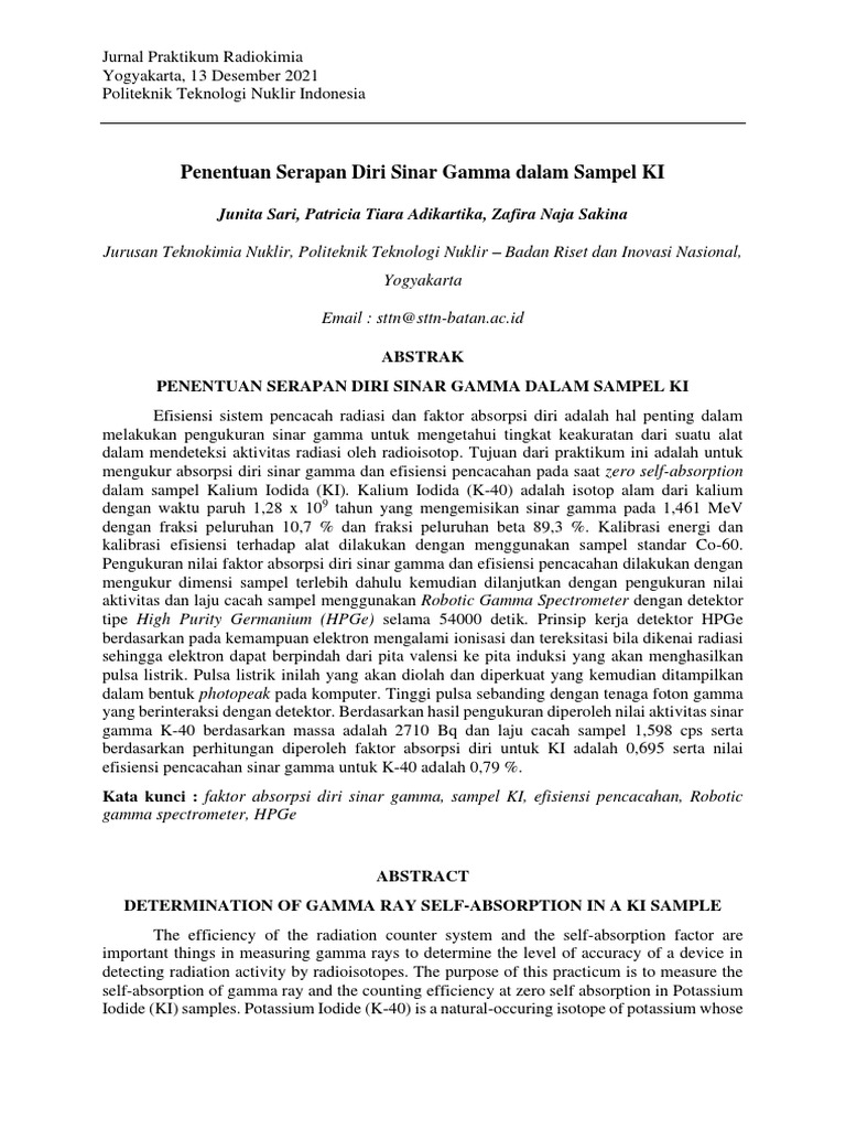 Penentuan Serapan Diri Sinar Gamma Dalam Sampel Ki-Patricia Tiara Adikartika | PDF