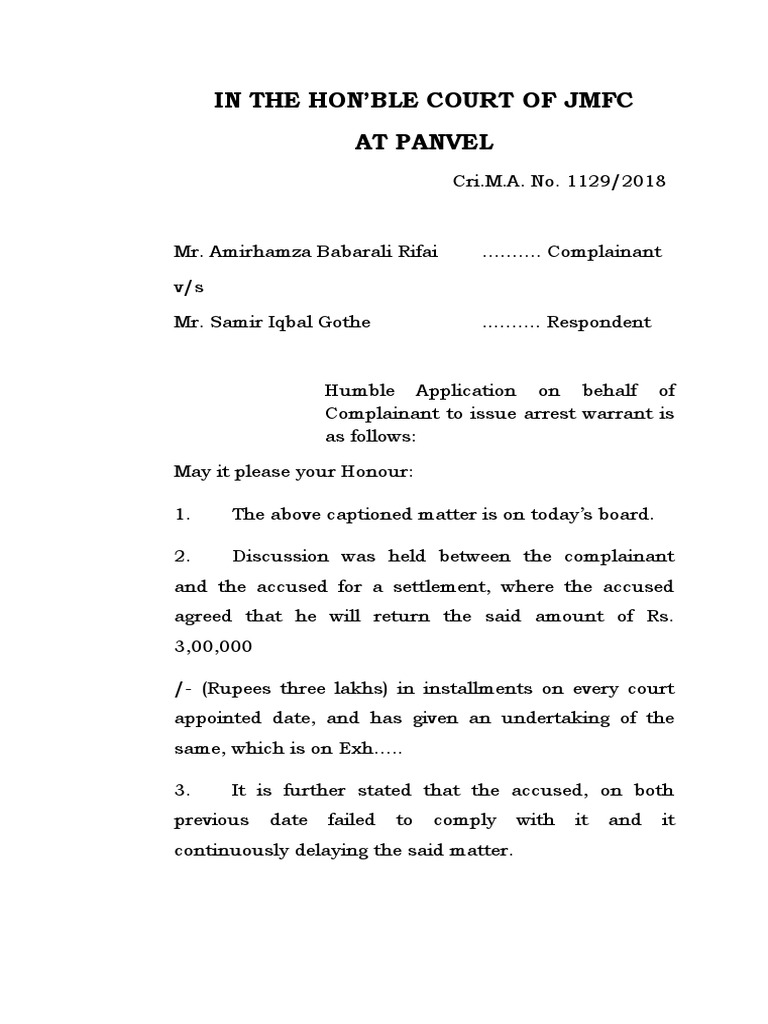 Arrest Warrant Application Formats | PDF | The Honourable | Government ...