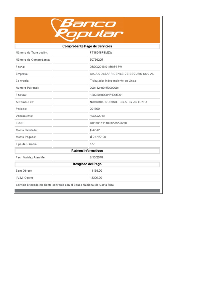 Setiembre, Comprobante de CCSS | PDF
