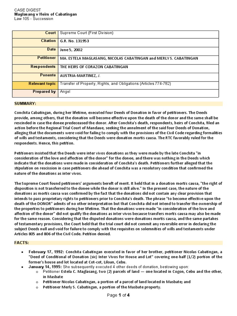 4 Maglasang V Heirs of Cabatingan | PDF