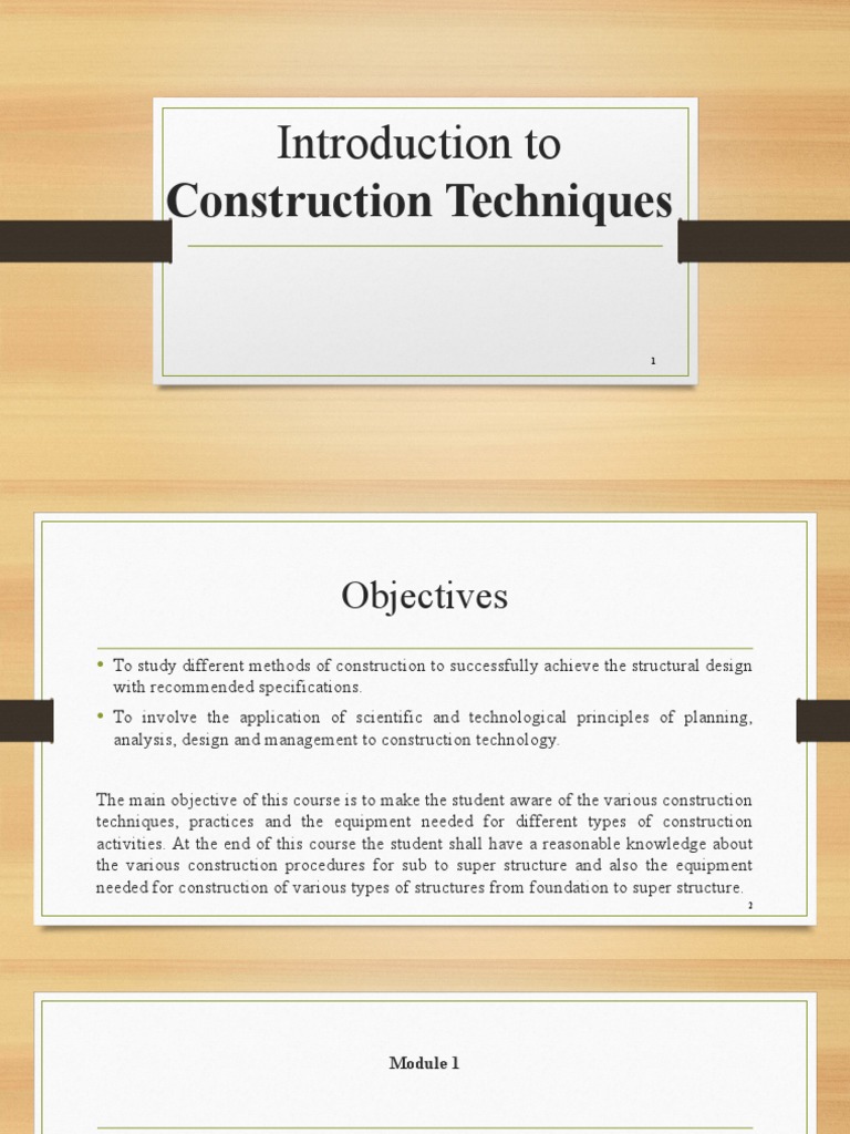 Introduction To Construction Techniques | PDF | Machines | Concrete