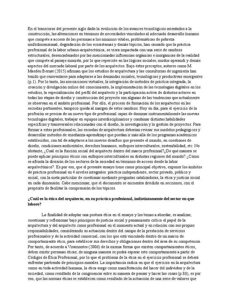 La ética del arquitecto en su práctica profesional | PDF | Arquitecto | Comercio