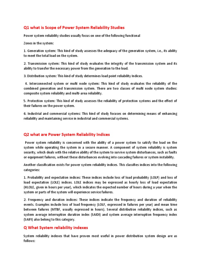 Power System Reliability Questions-1-4 | PDF | Reliability Engineering ...