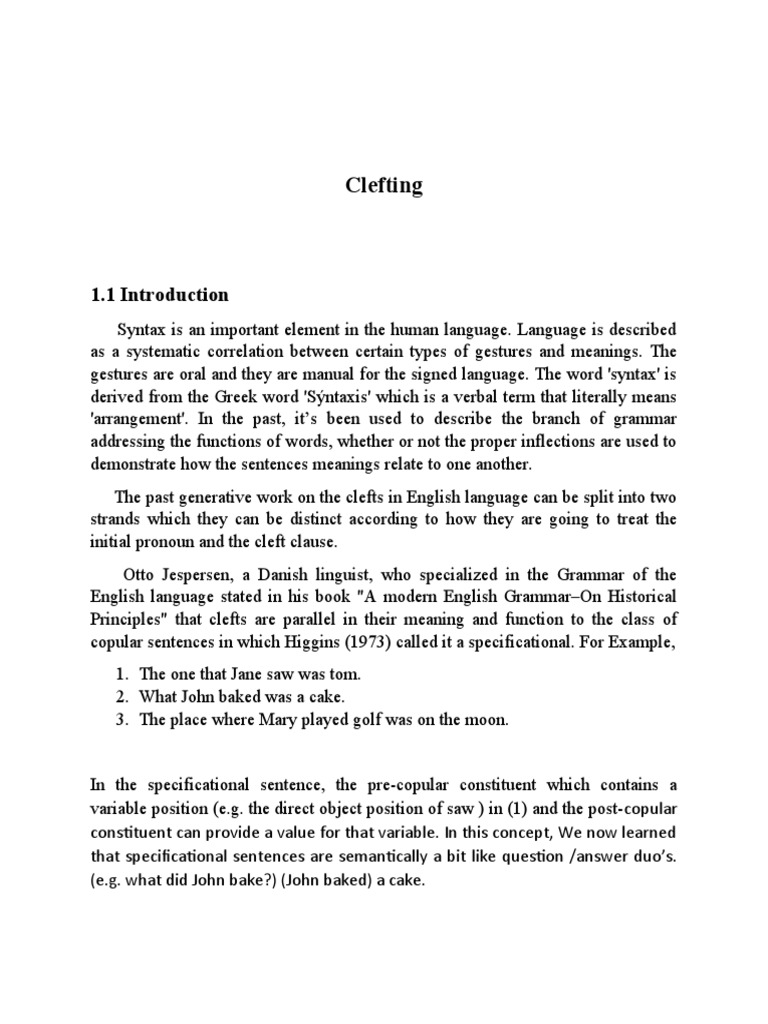 Clefting Research | PDF | Clause | Phrase