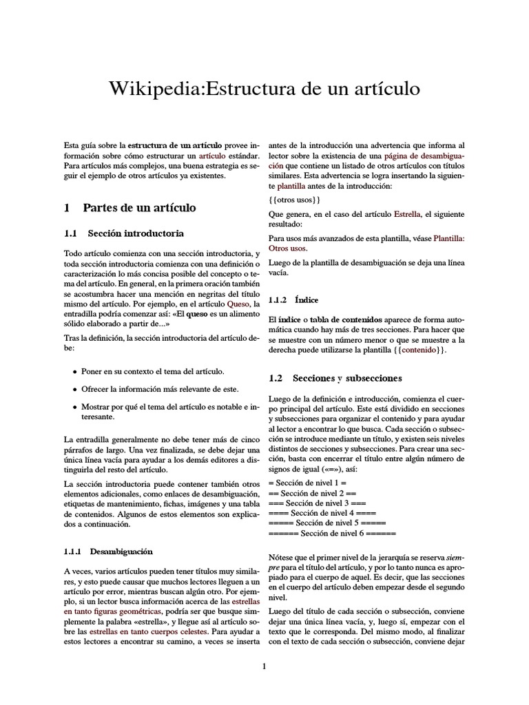 Estructura de un artículo en Wikipedia | PDF | Wikipedia