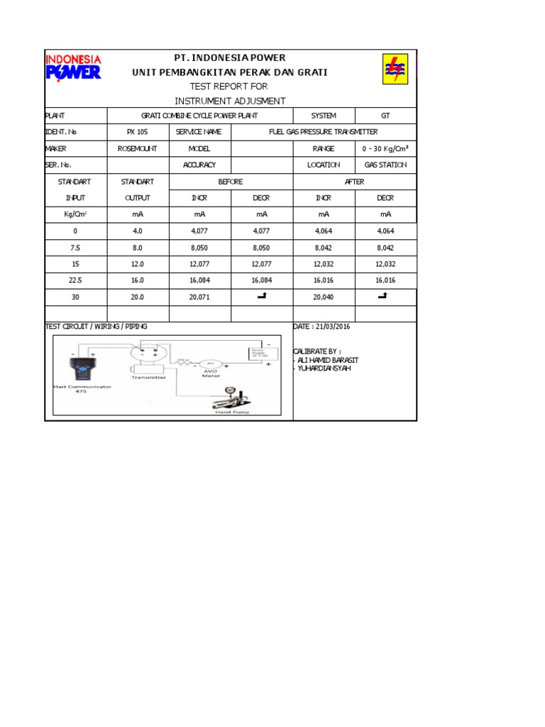 Form Kalibrasi | PDF | Gases | Mechanical Engineering