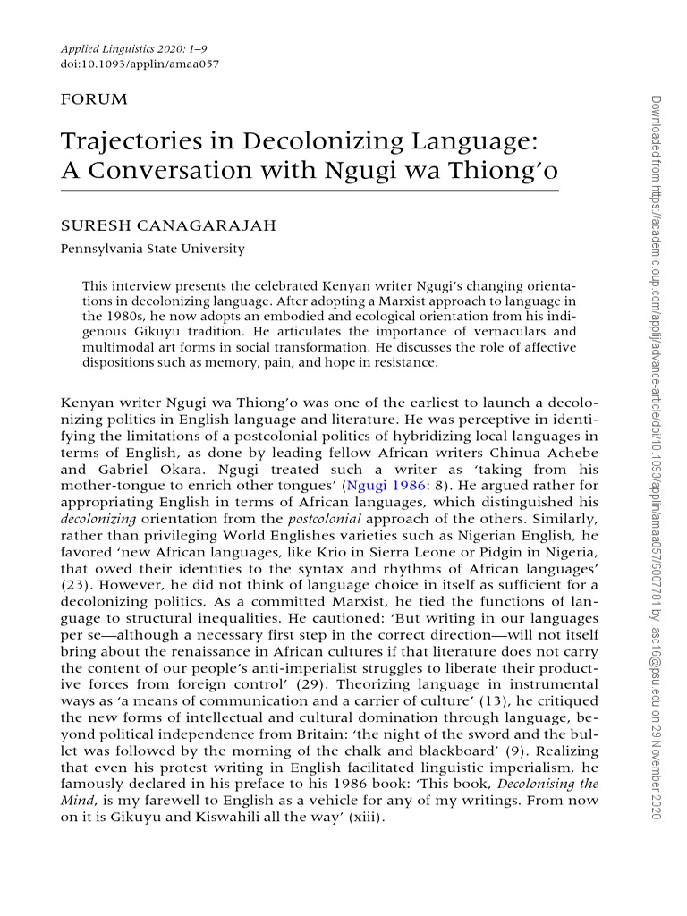 Trajectories in Decolonizing Language A | PDF | Intersectionality ...
