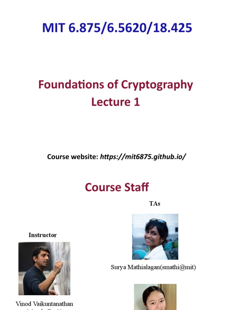 Lec 1 | PDF | Cryptography | Key (Cryptography)