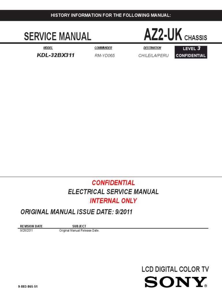 Sony Kdl-32bx311 Chassis Az2-Uk Rev.1 SM | PDF | Transistor | Field ...