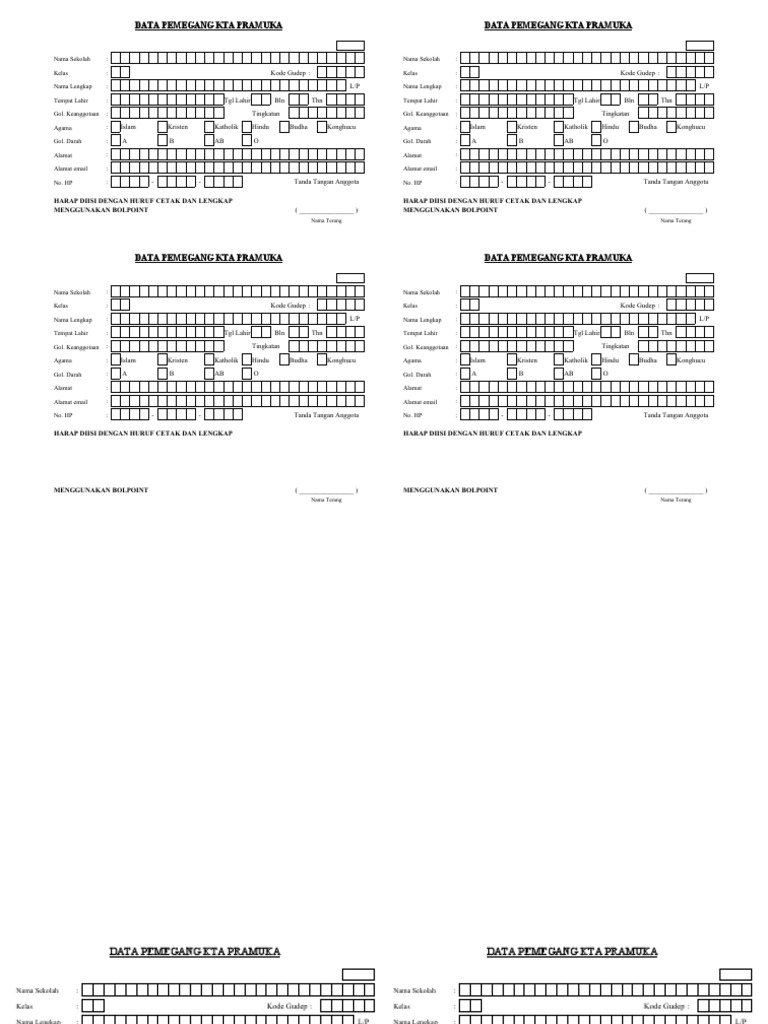 Form Isian Data Ktap Excel | PDF