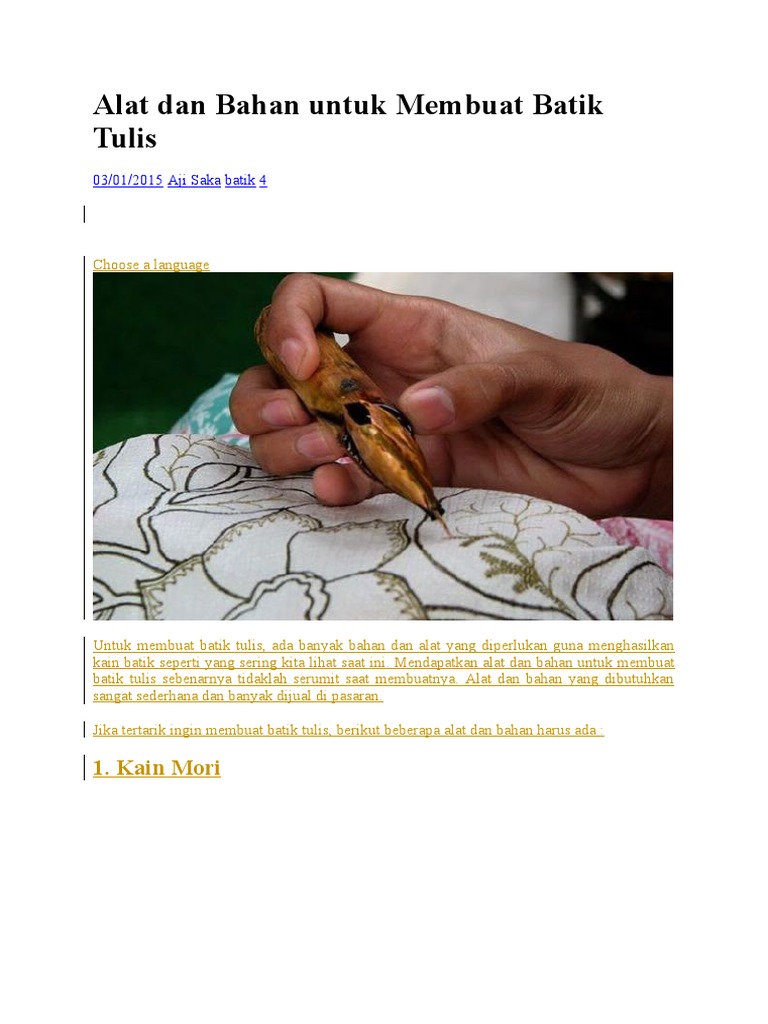 Alat Dan Bahan Untuk Membuat Batik Tulis Edit | PDF | Komputer