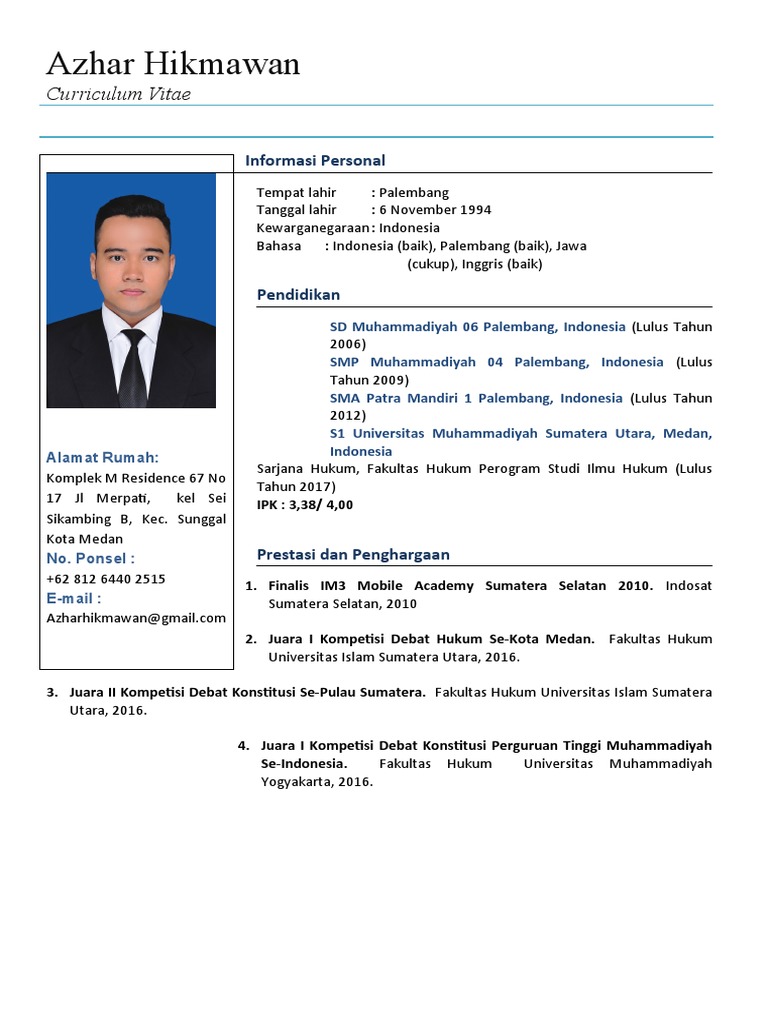 CV Azhar Hikmawan Final | PDF