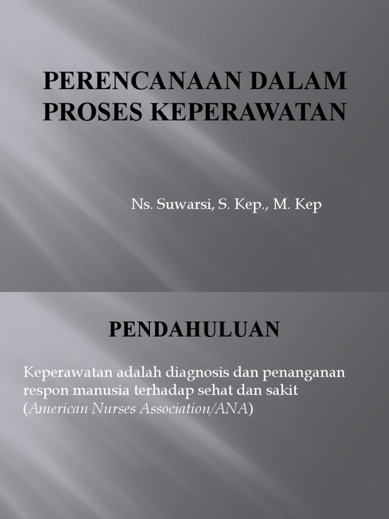 Perencanaan Dalam Proses Keperawatan | PDF | Karier & Perkembangan