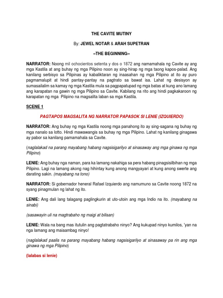 The Cavite Mutiny Script | PDF