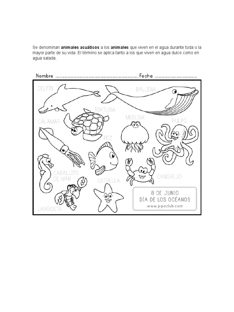 Animales Acuaticos y Terrestres | PDF