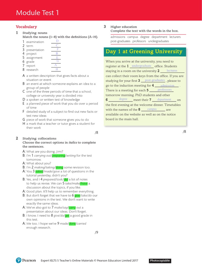 CB 5 Module Test 1-1 | PDF | Postgraduate Education | University