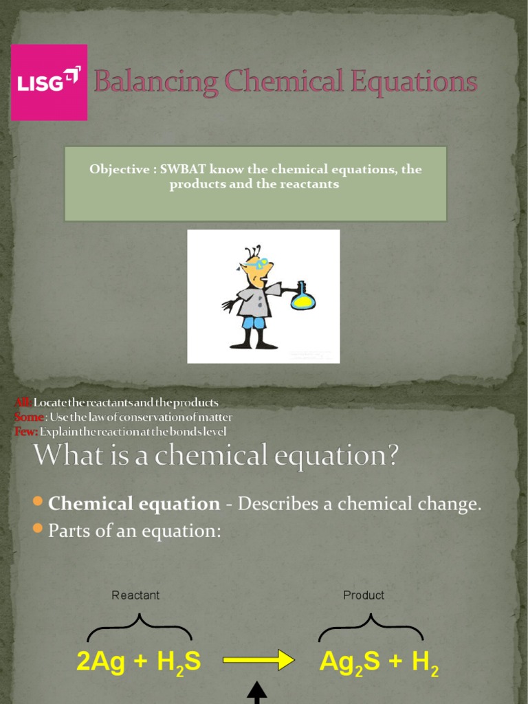 Chemical Equations Reactants Products And Balancing Pdf Chemistry