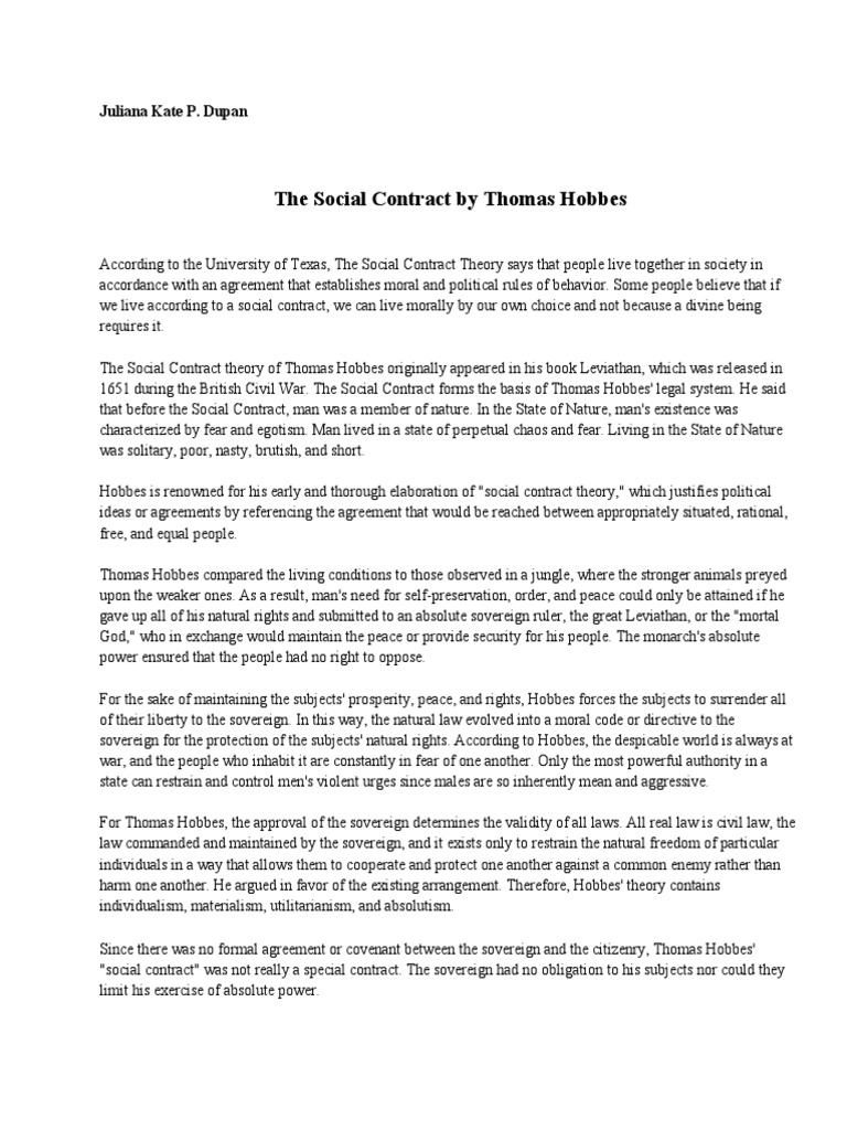 The Social Contract by Thomas Hobbes | Download Free PDF | Social ...