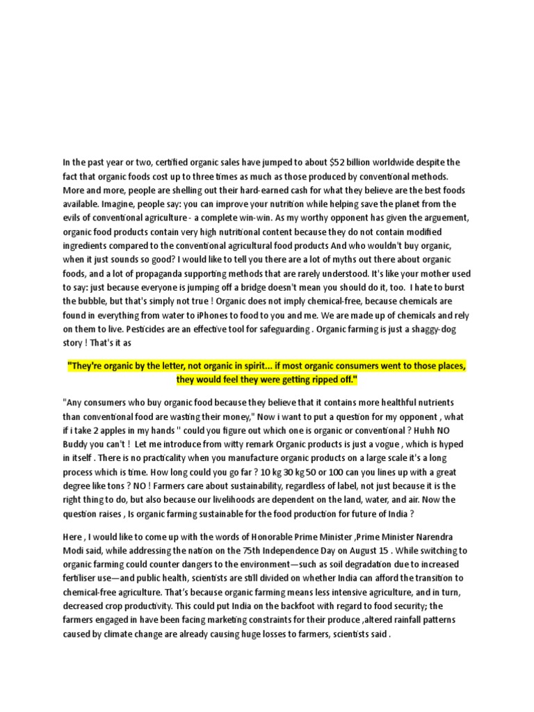 Debate Organic Farming | PDF | Organic Foods | Agriculture