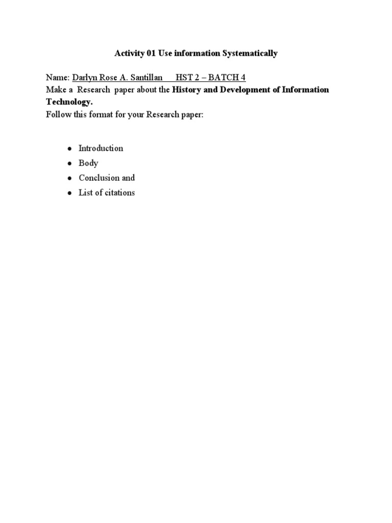 Activity 01 Use Information Systematically | PDF | Information Technology | Internet