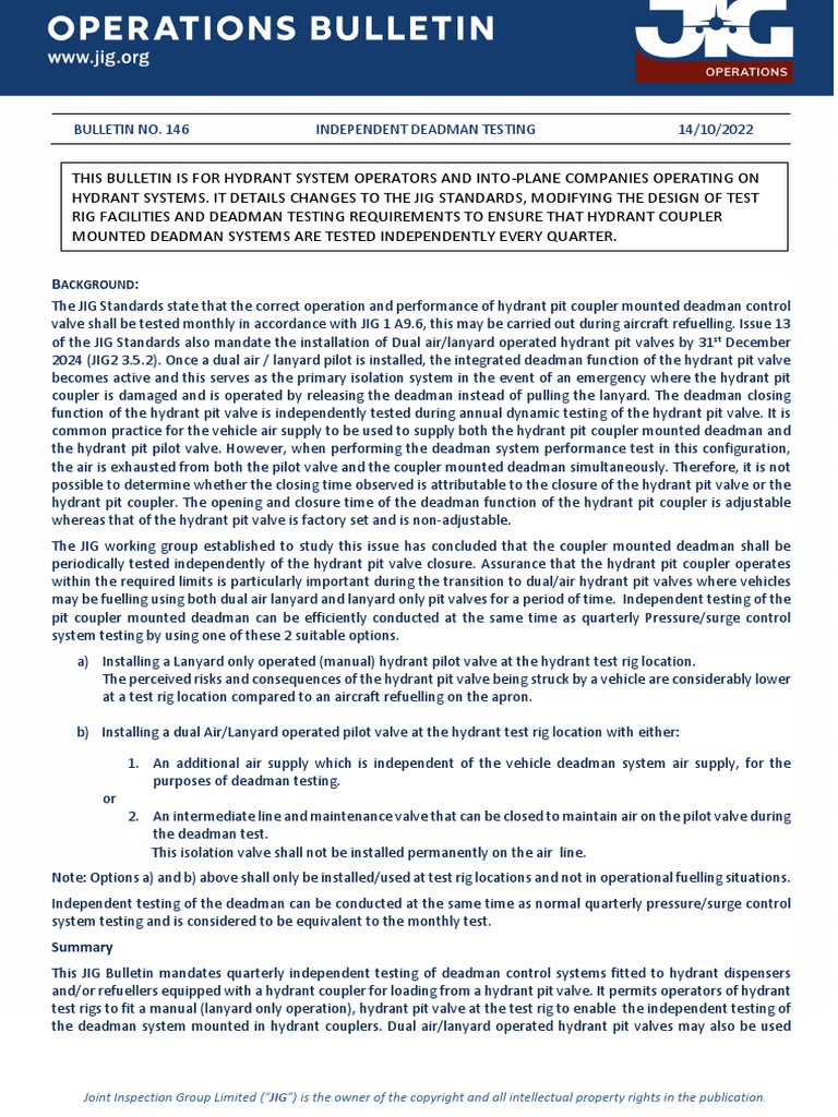 JIG Bulletin-146-Independent-Deadman-Testing-141022 | PDF | Tort ...