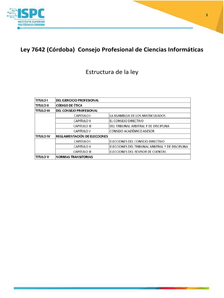 Ley 7642 Estructura | PDF
