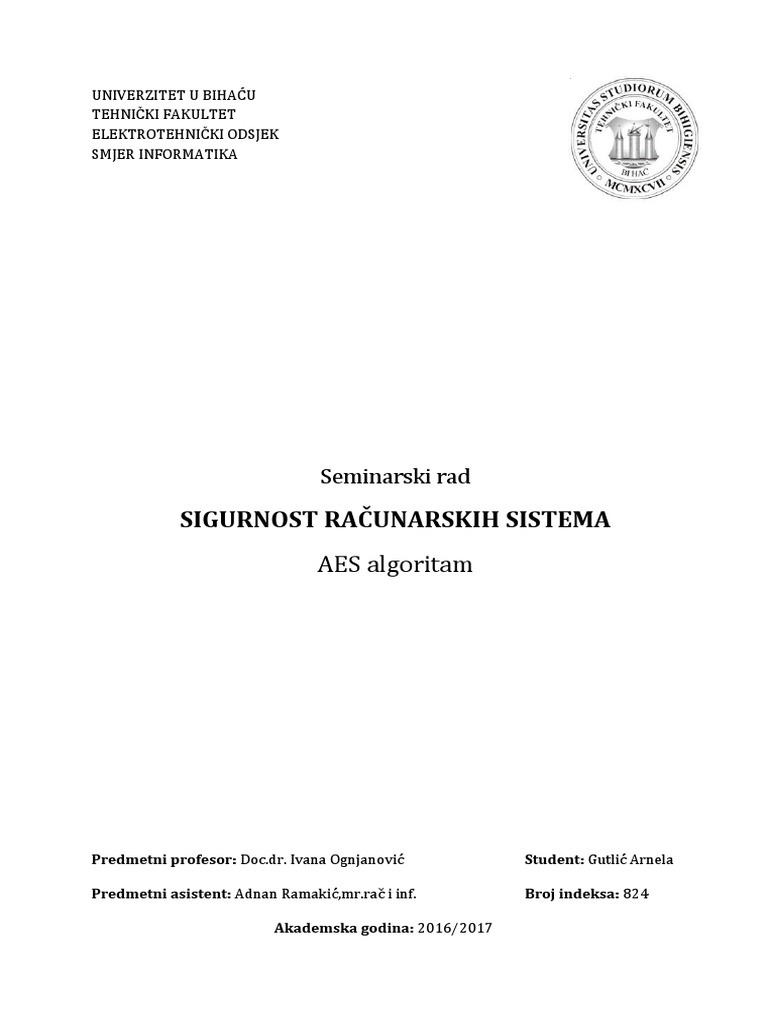 Aes Algoritam Pdf