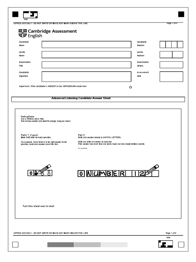 Cae Answer Sheet L Pdf
