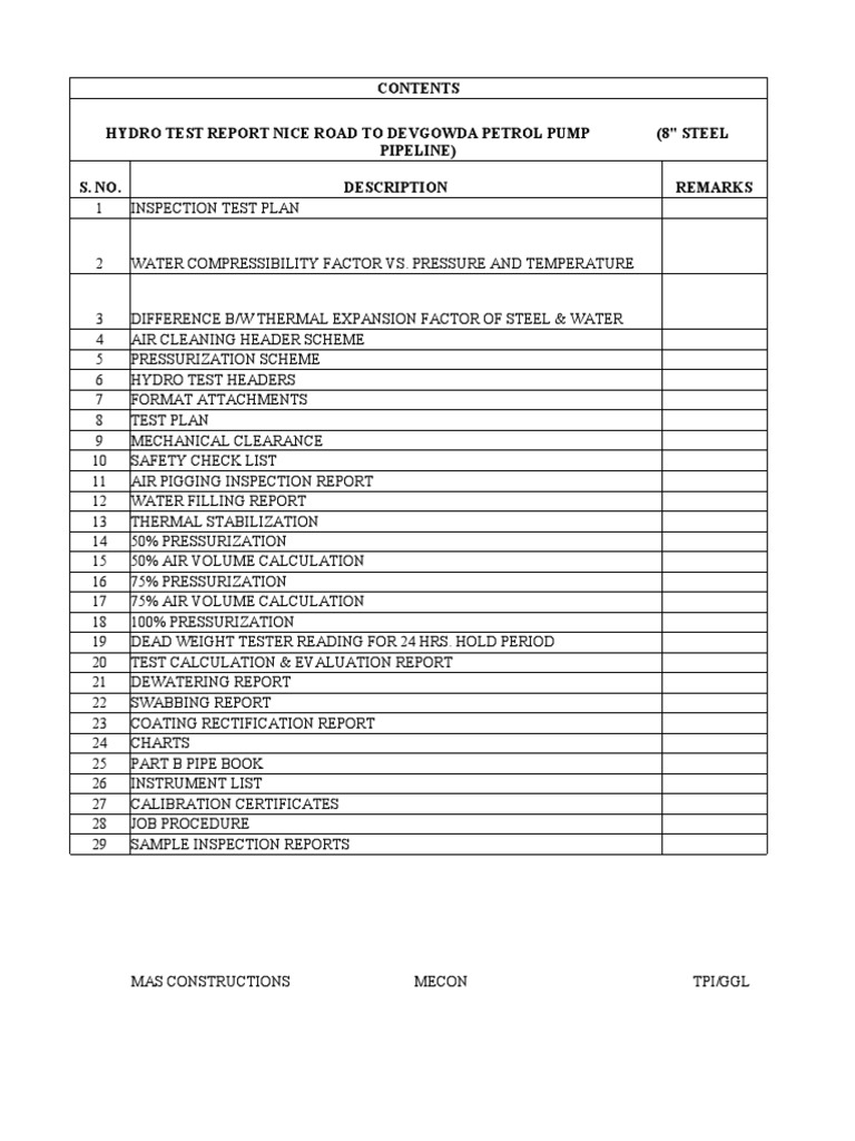 Hydrotest Reports ORR 8inch KM 06-10 REAL | PDF | Gases | Mechanical ...